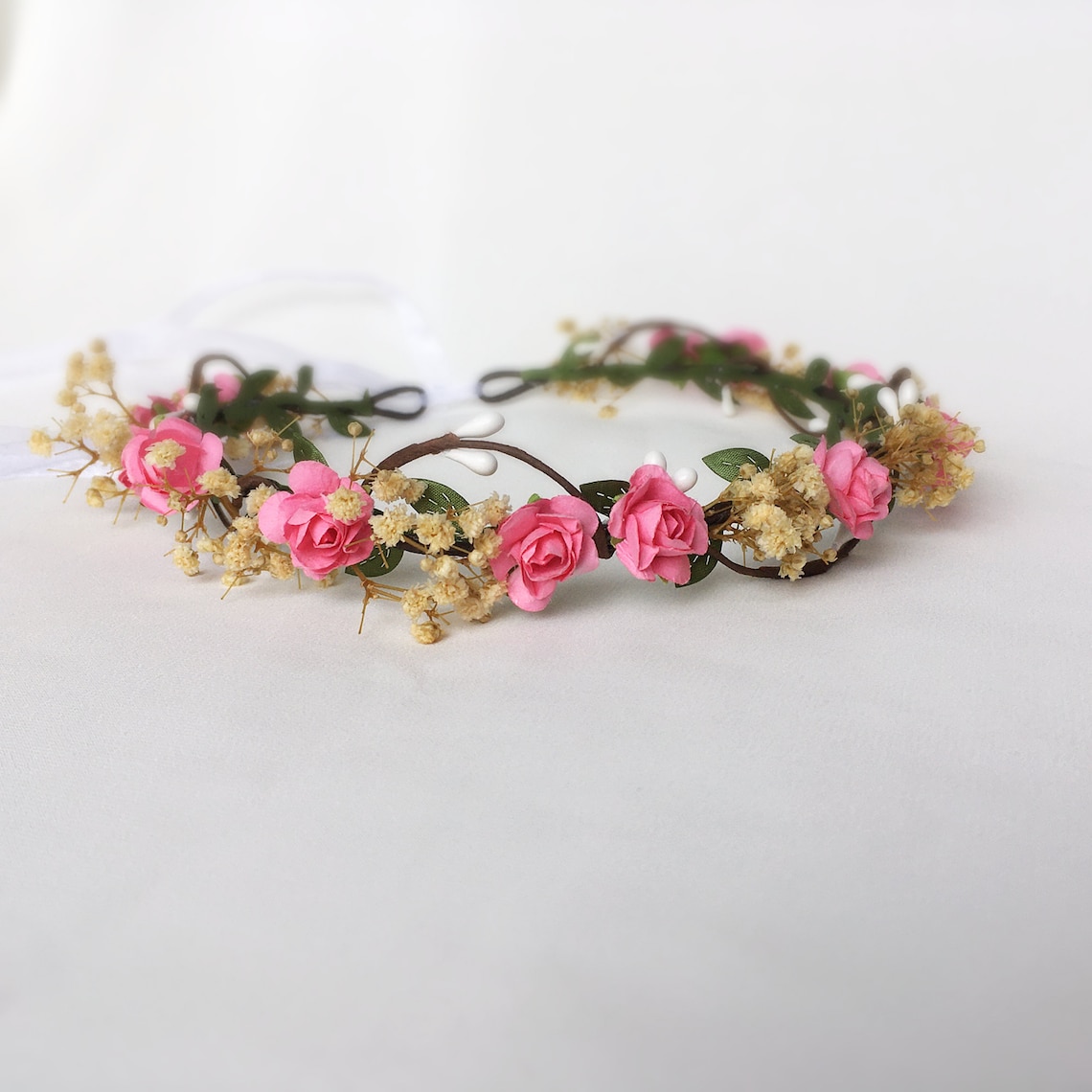 Pink Flower Crown Pink Rose Headband Bridal Flower Crown | Etsy