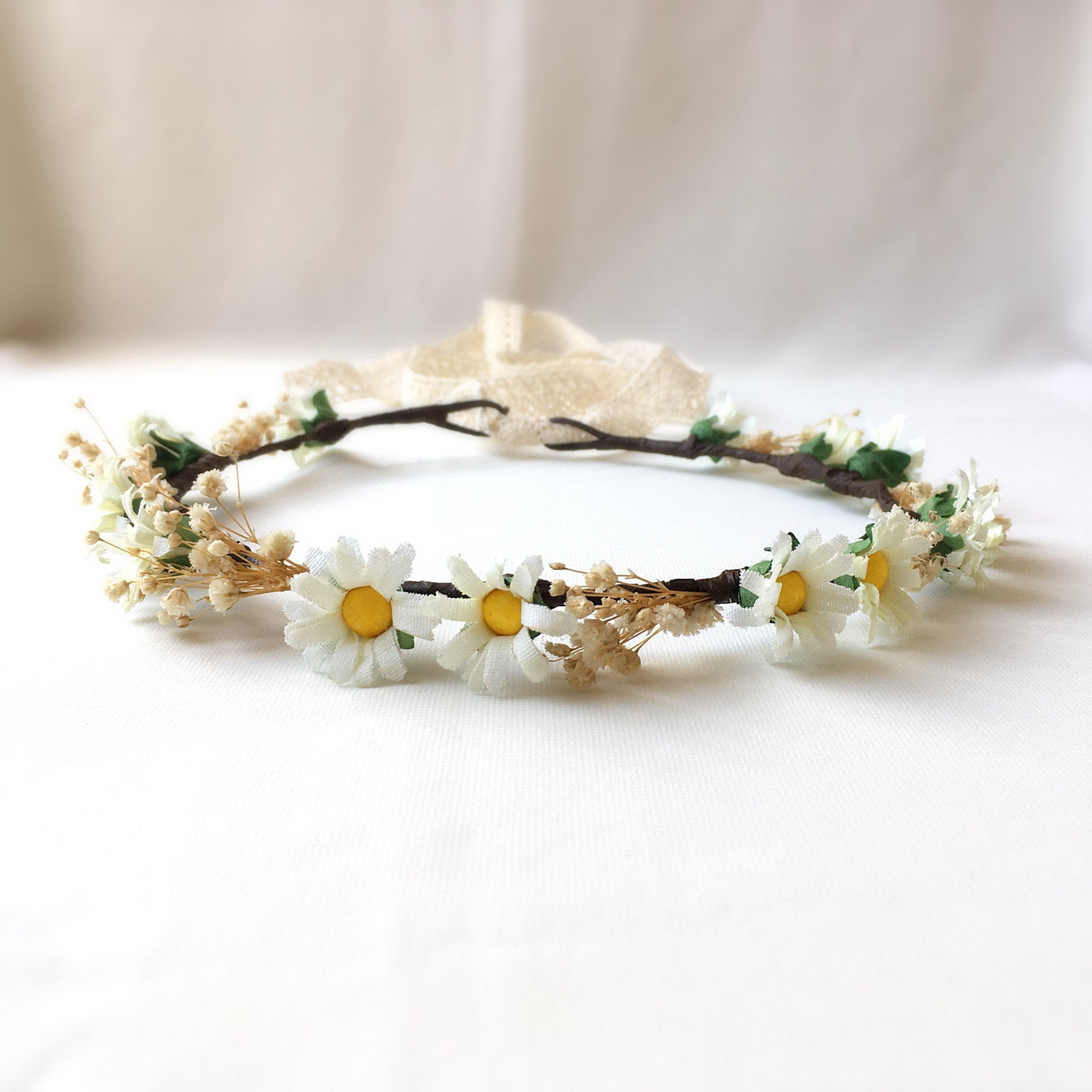 Corona de flores de margarita blanca corona de flores daisy | Etsy