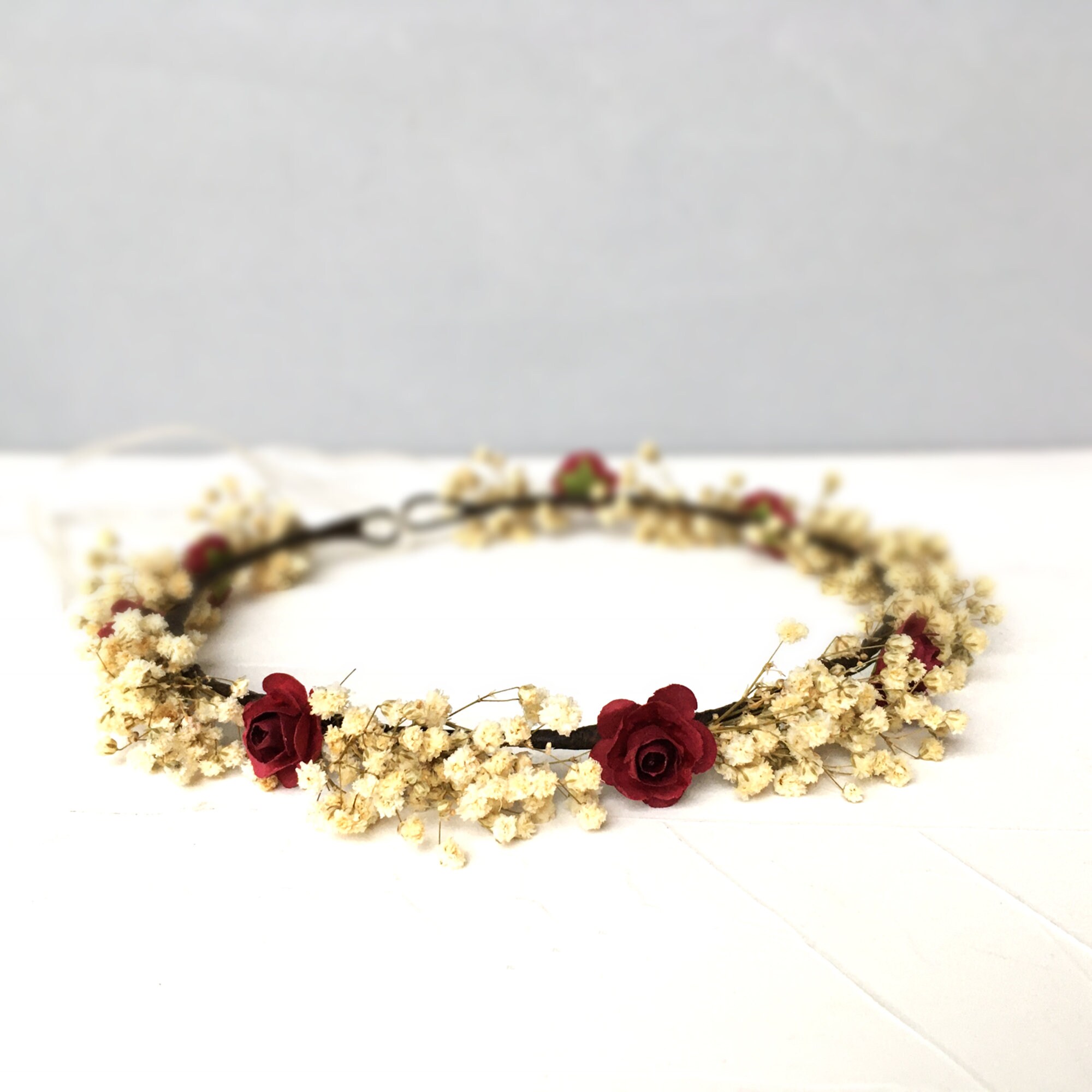 Baby's Breath Flower Crown Burgundy Flower Crown - Etsy