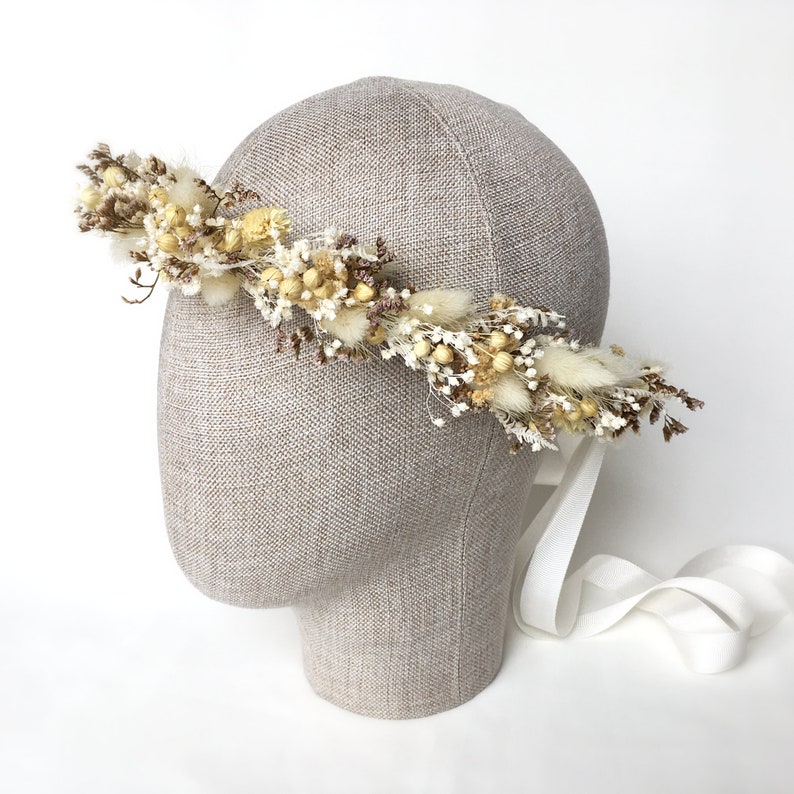Dried Flower Crown Wildflower Crown Beige Flower Crown - Etsy