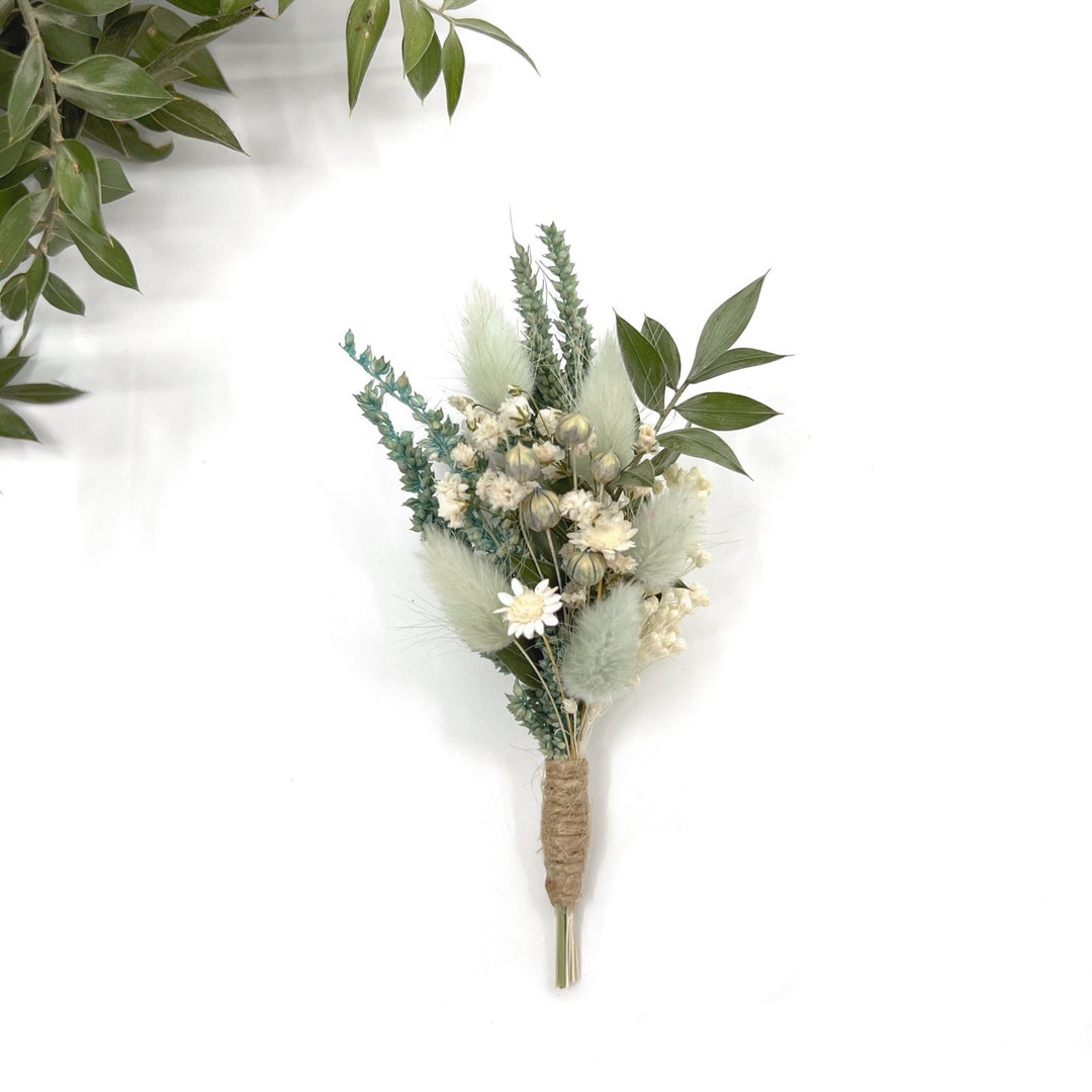 Green Dried Flower Boutonniere, Wedding Boutonniere Pastel Tones ...