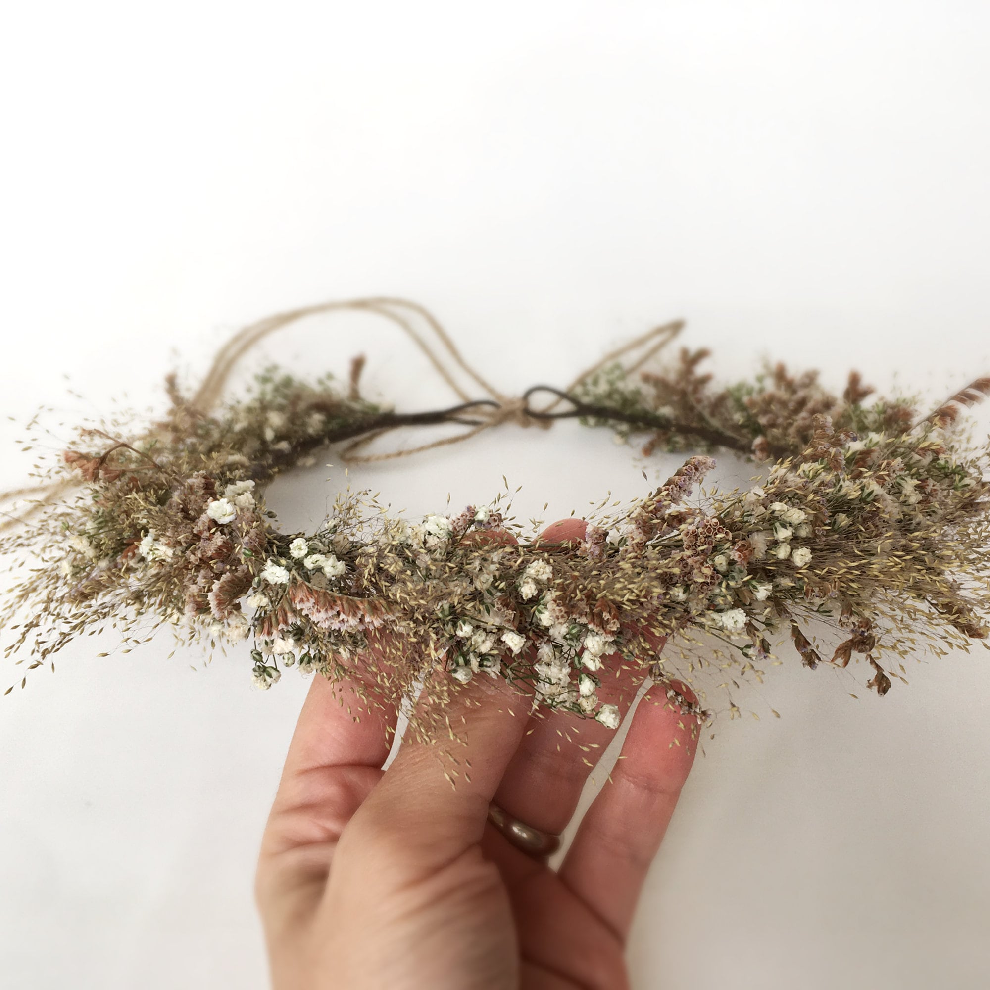 Dried Dolls Breath Crown Boho Buttercup Crown Bridal Hair - Etsy