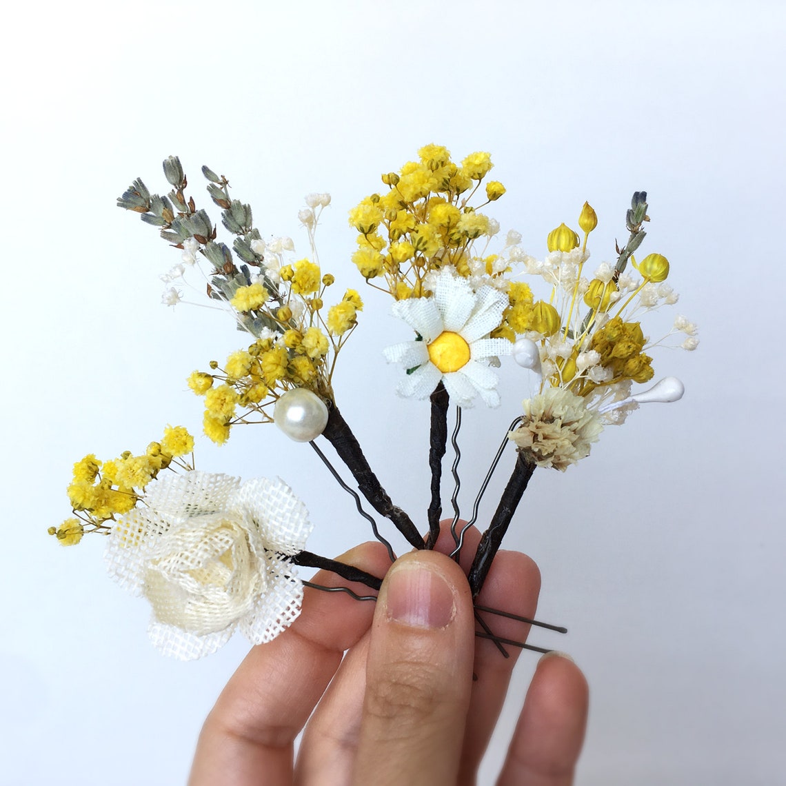 Yellow Flower Hairpin Bridal Hairpin 4-pack Flower Clip - Etsy