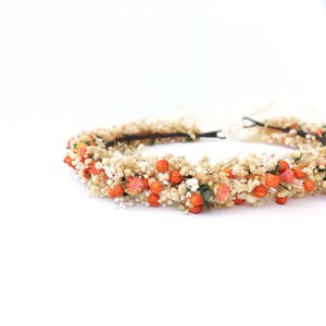 Burnt Orange Boho Flower Crown, Rust Orange Wedding Flowers, Buttercup ...