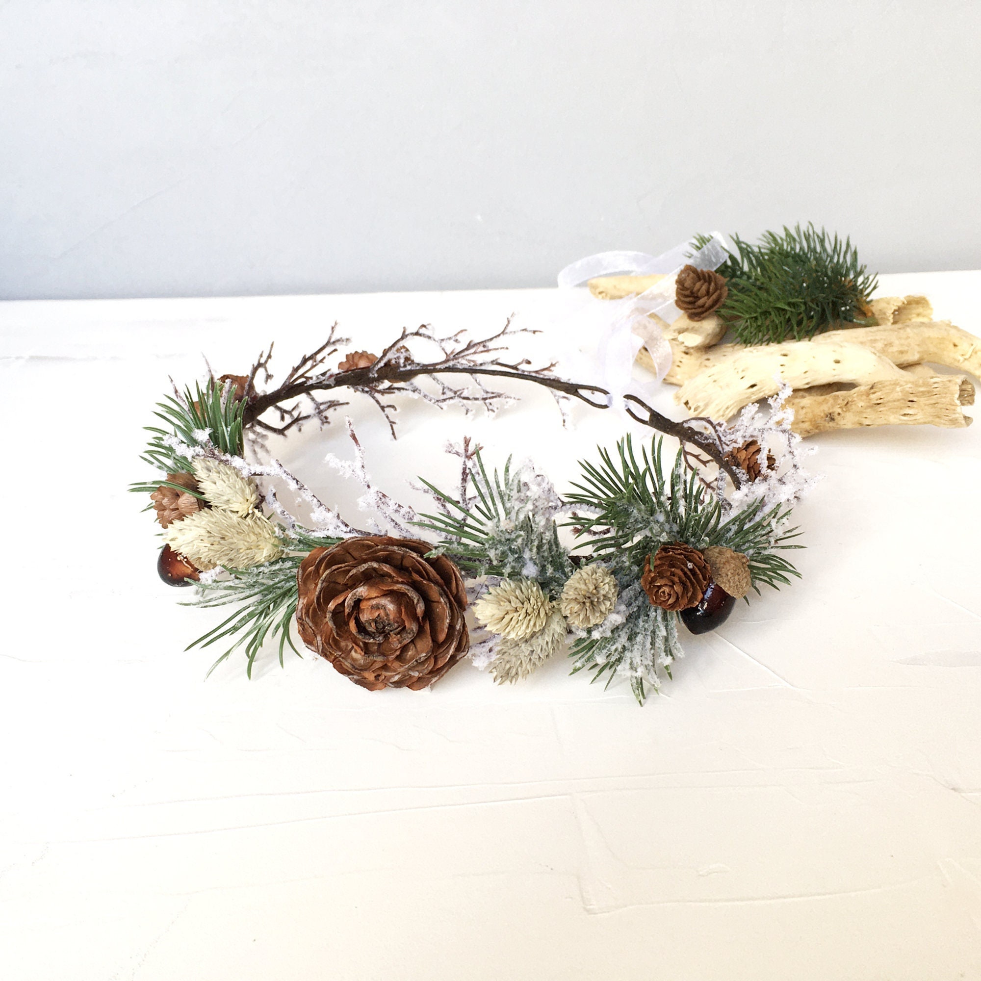 Winter Pine Cone Flower Crown, Christmas Headpiece - Etsy
