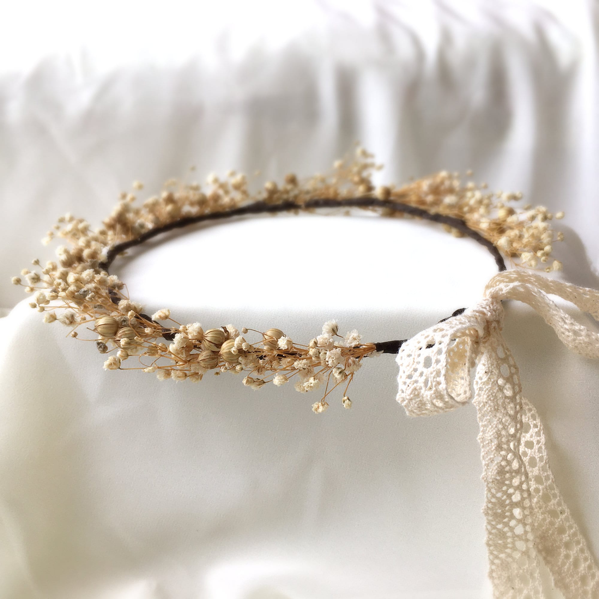 Cream Baby's Breath flower crown Wedding Crown | Etsy