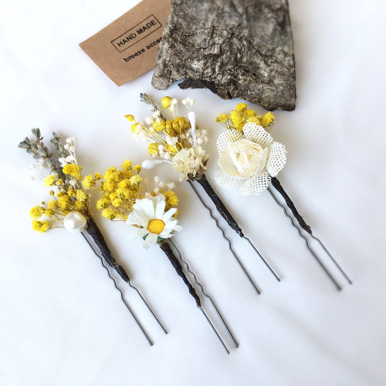 Yellow Flower Hairpin Bridal Hairpin 4-pack Flower Clip - Etsy