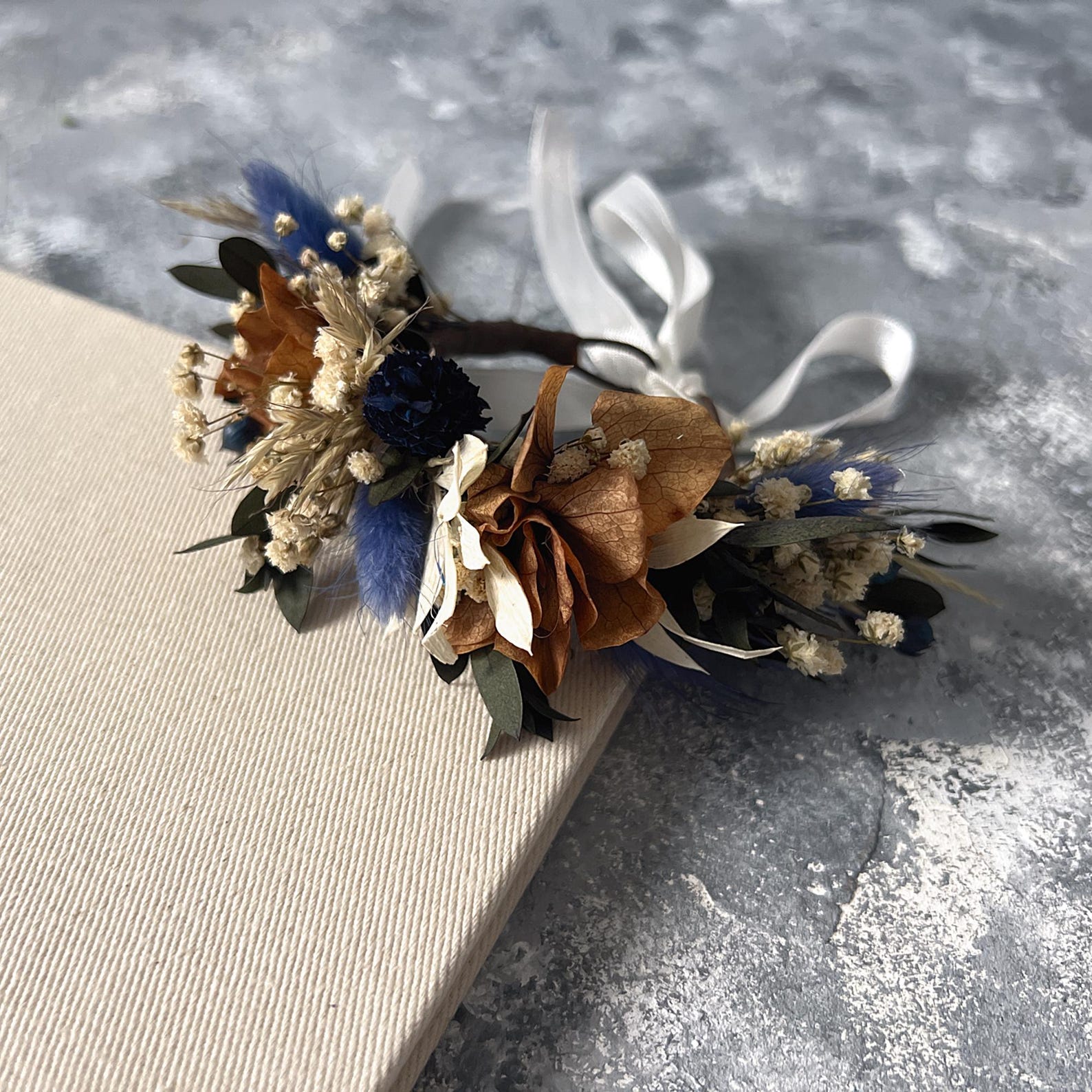 Flower Navy Blue Wrist Corsages, Green and Blue Wrist Corsages Bracelet ...