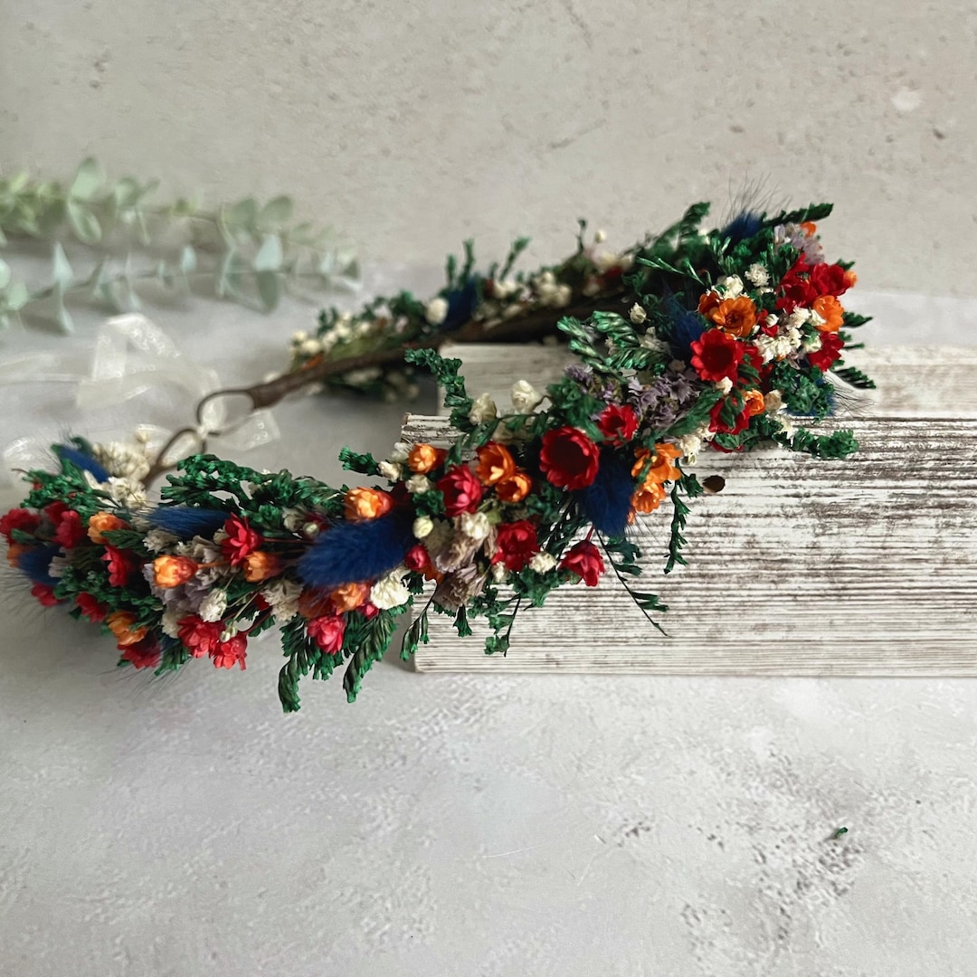 Handmade Rustic Autumn Flower Crown, Woodland Wedding Hair Wreath, Boho ...