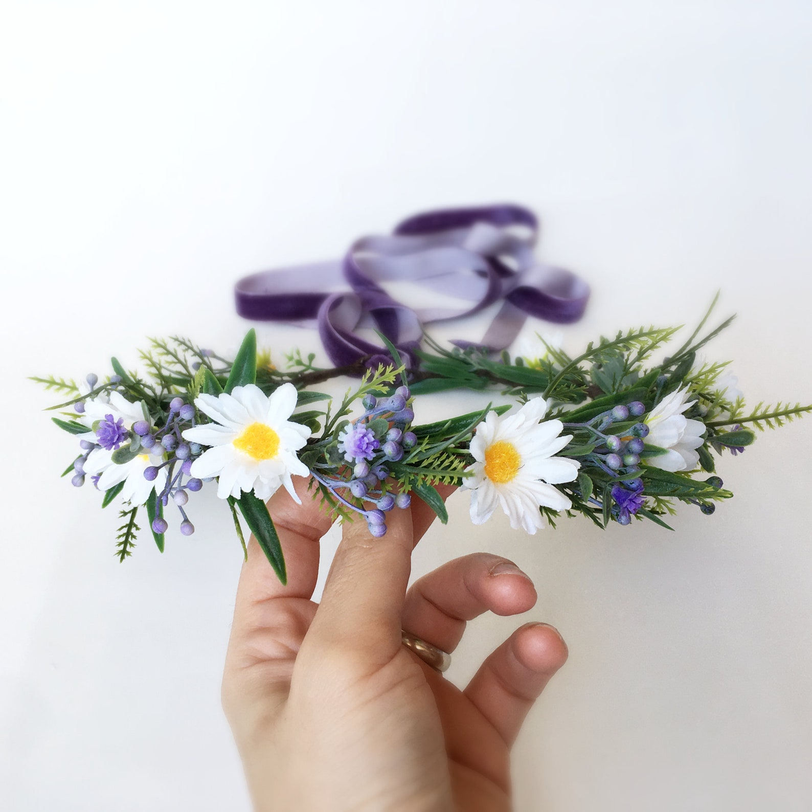 Daisy Flower Headpiece Daisy Flower Crown Purple Flower - Etsy