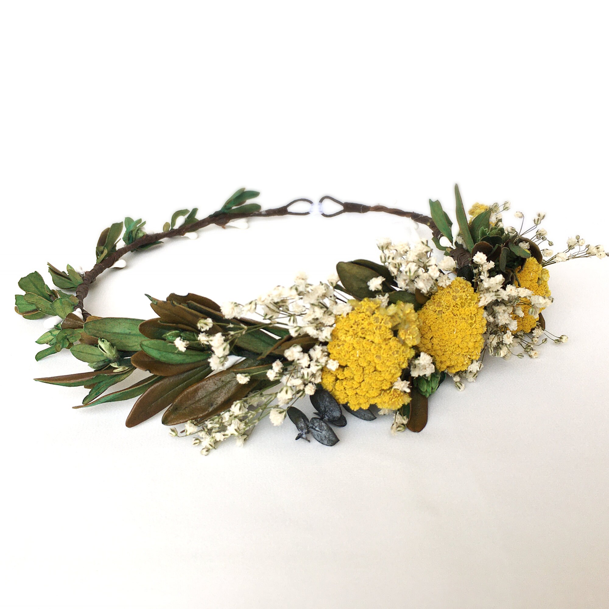 Yellow Dried Flower Crown Wildflower Crown Yellow Flower - Etsy