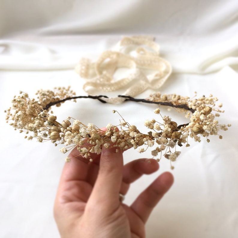 Cream Baby's Breath Flower Crown Wedding Crown - Etsy