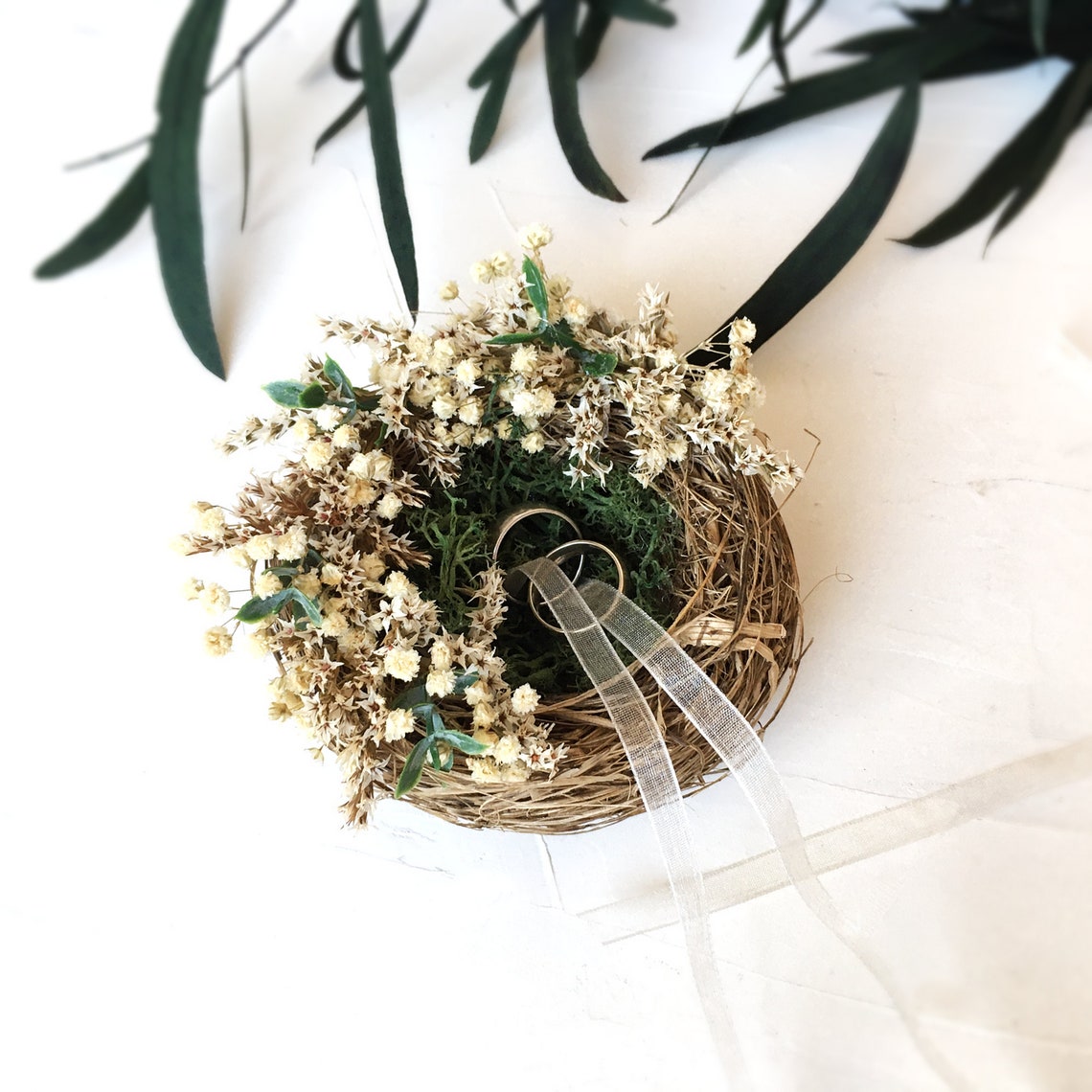 Natural Flower Ring Box, Rustic Bird Nest Ring Pillow, Flower Ring Box ...