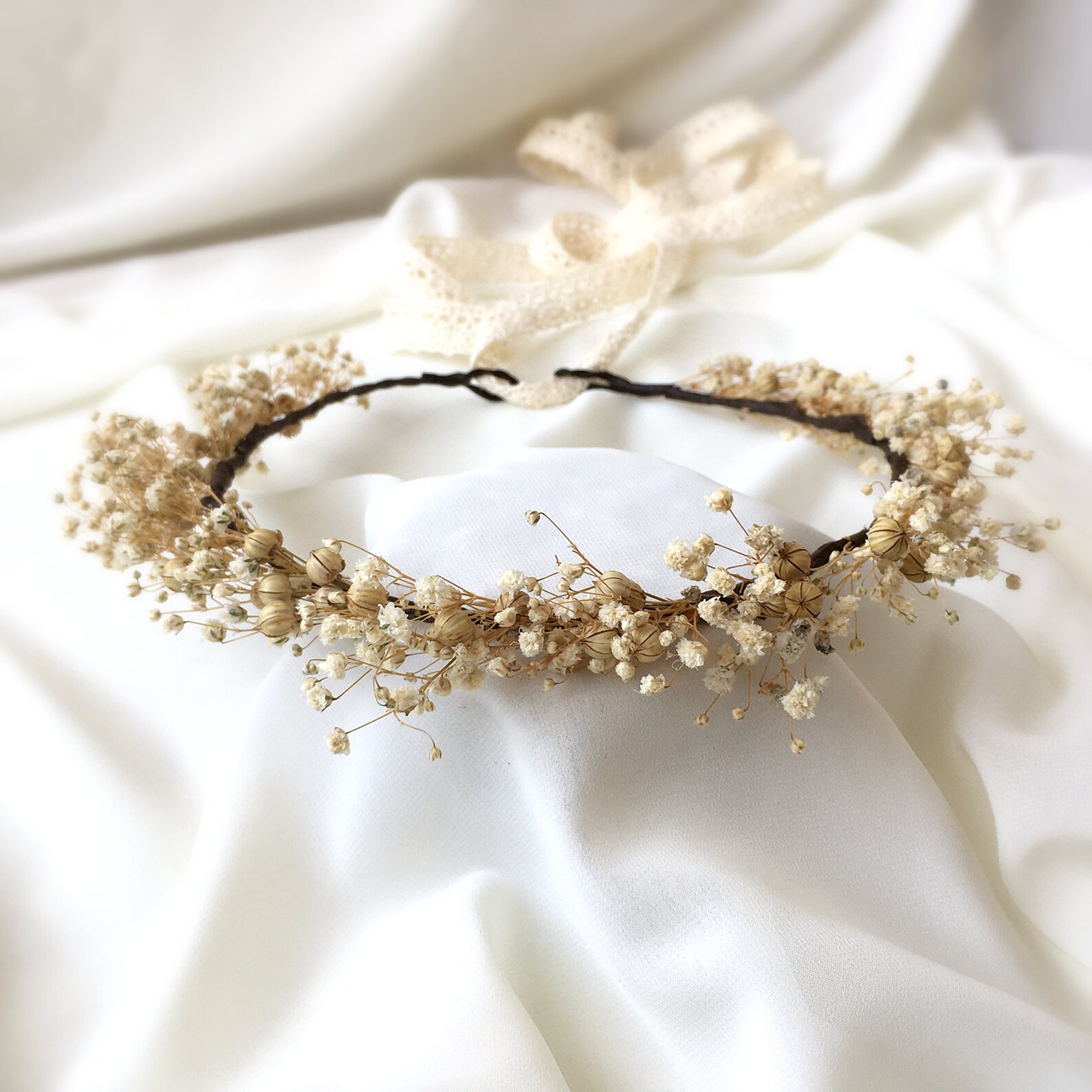 Cream Baby's Breath Flower Crown Wedding Crown - Etsy