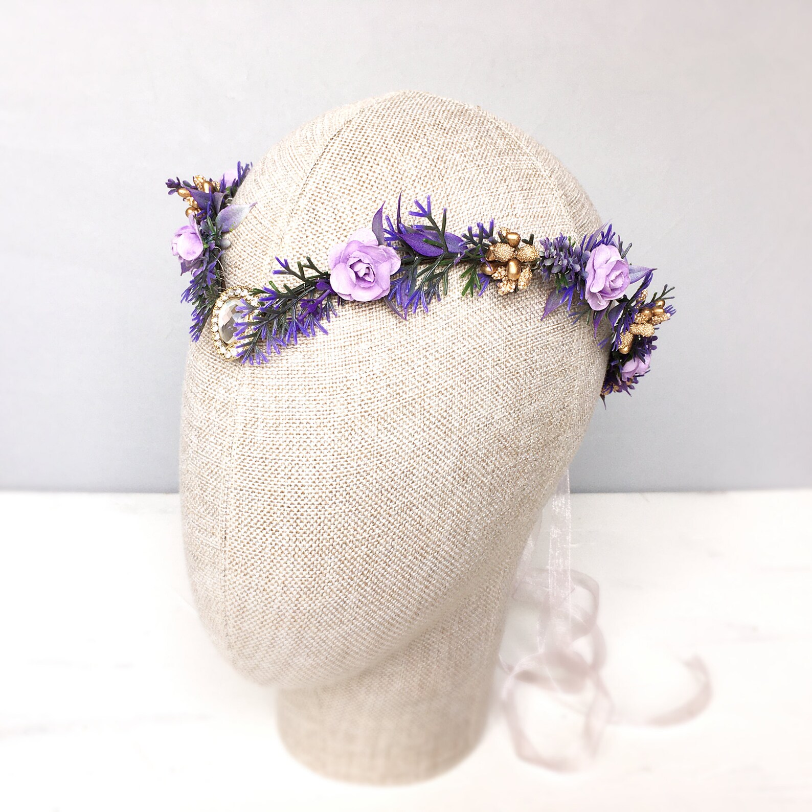 Purple and Gold Flower Elf Crown Elven Flower Crown Fairy - Etsy