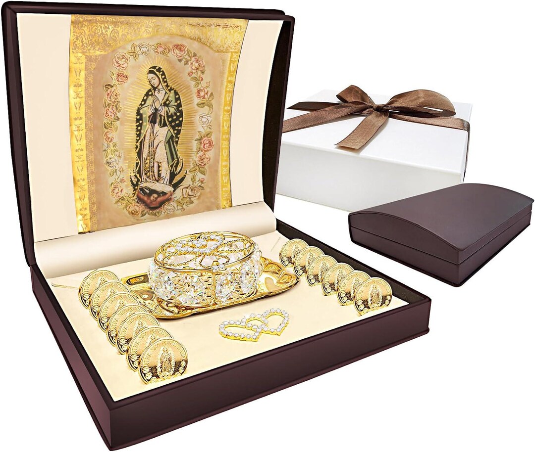Gold-plated Wedding Unity Coins Set: Lady of Guadalupe Arras With ...