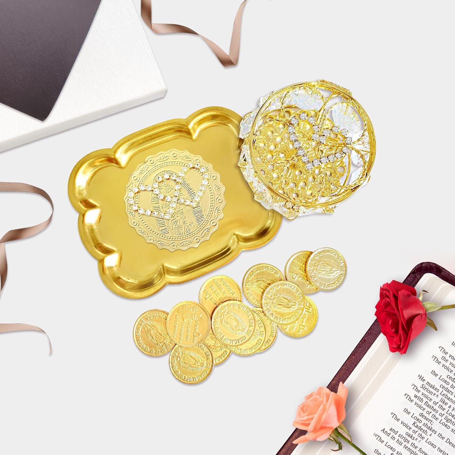 Gold-plated Wedding Unity Coins Set: Lady of Guadalupe Arras With ...