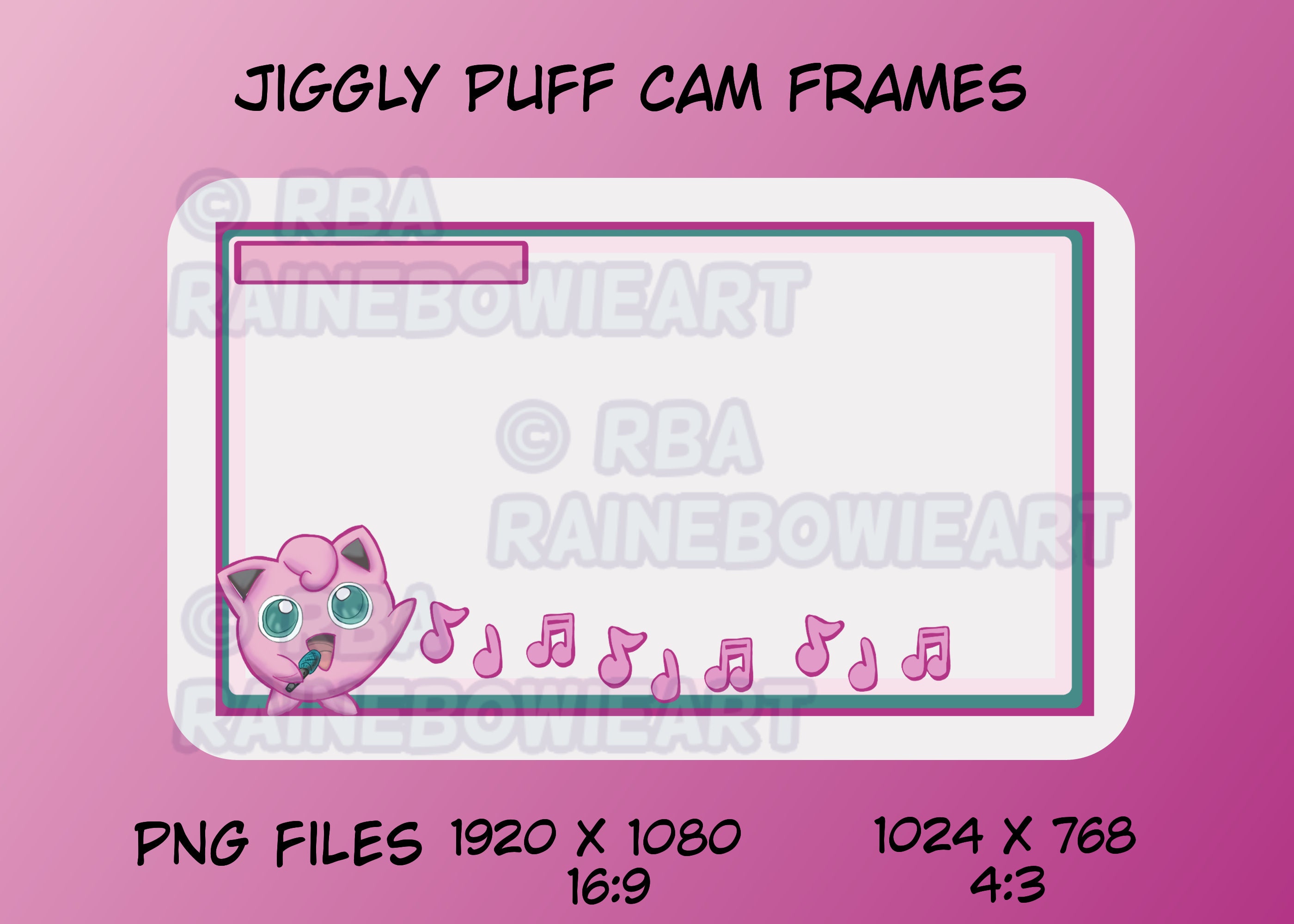 Jiggly Puff Static Camera Frames | Pokemon | Face Cam | Border | Pink ...
