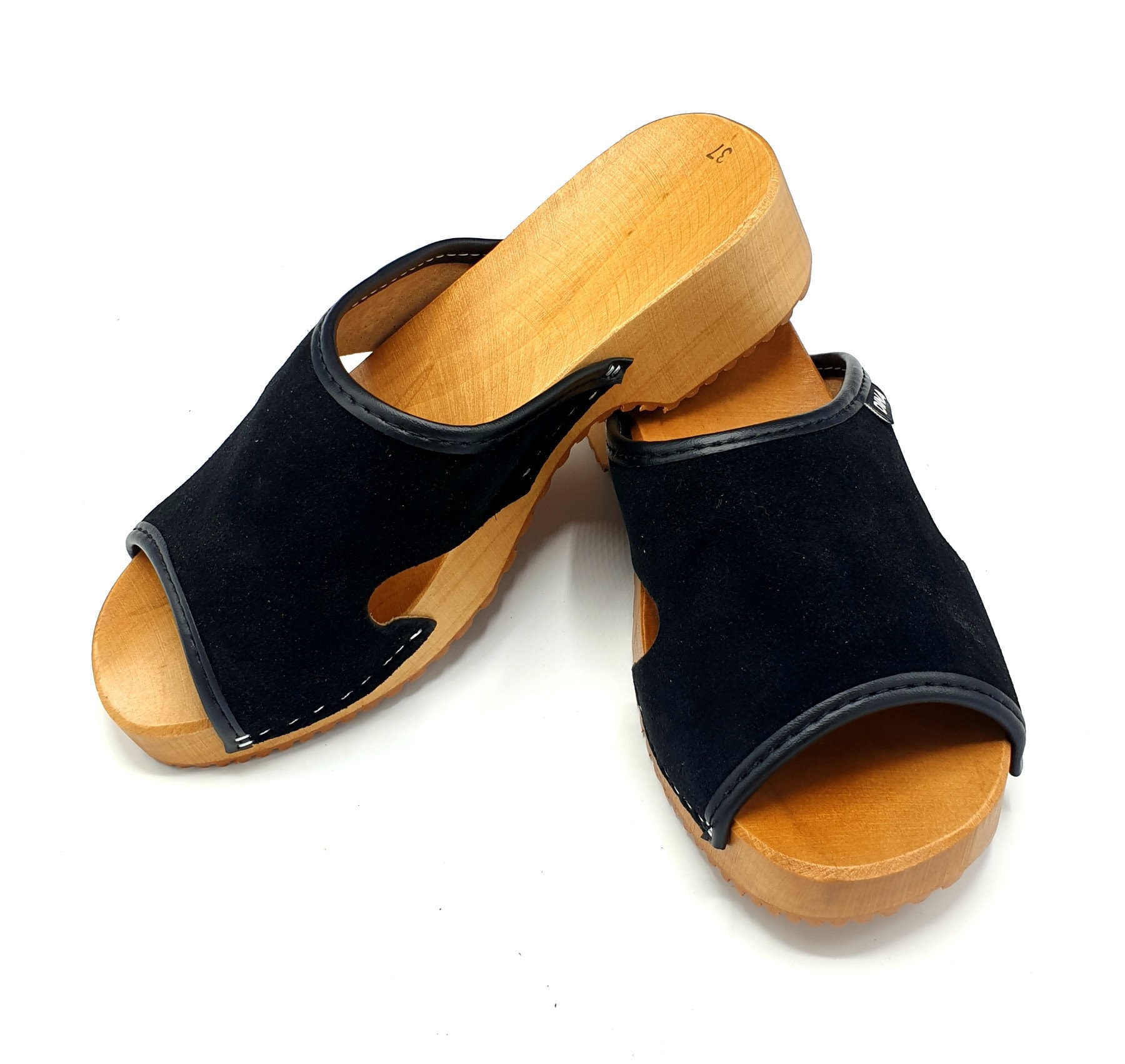 Wooden Sandals With Black Suede Very Comfortable Black - Etsy UK