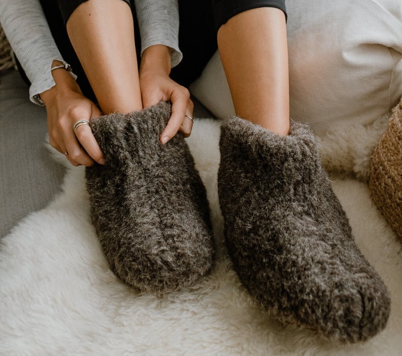 Slippers Made of 100% Sheep's Wool With Leather Sole. Nice and Warm and ...