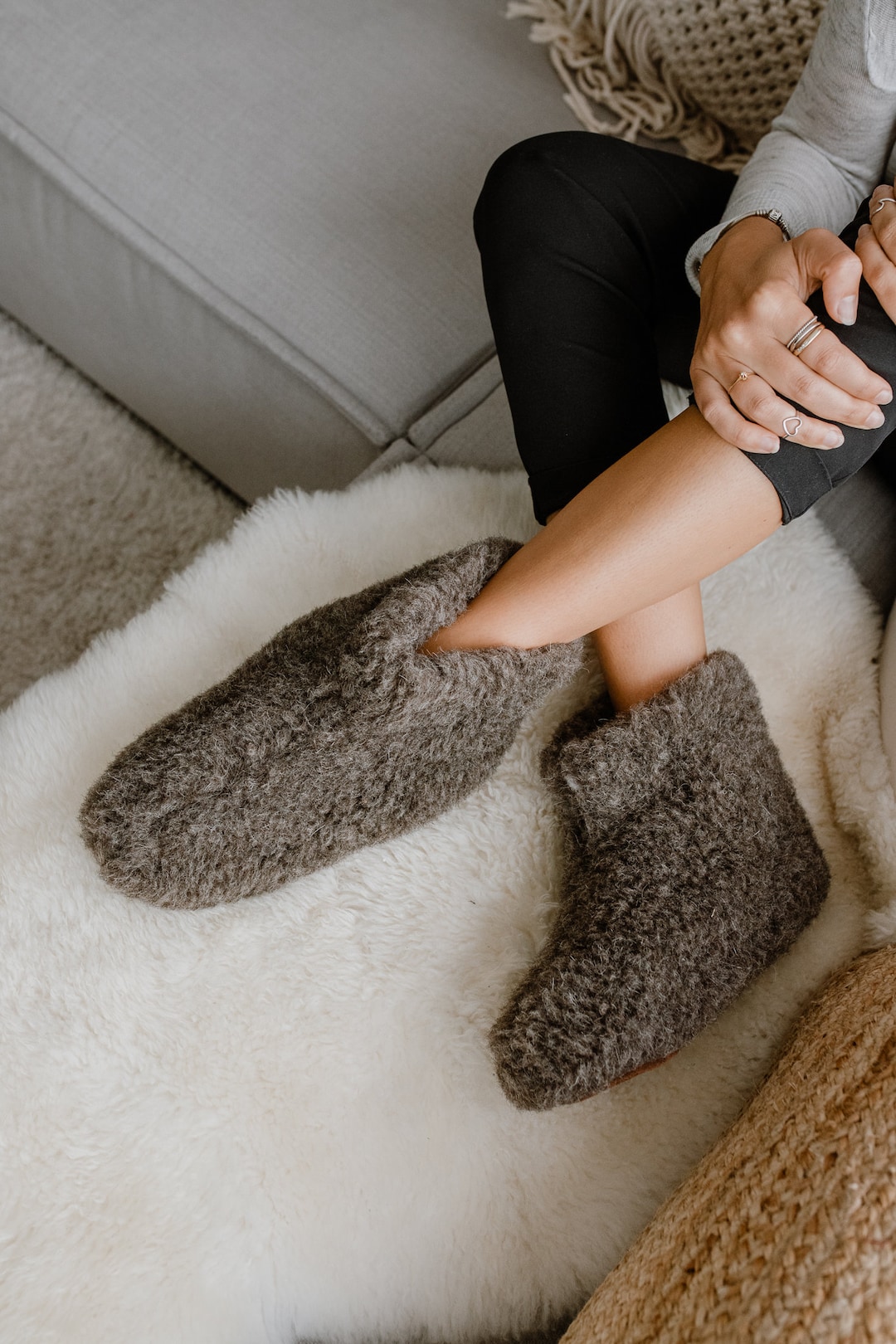 Slippers Made of Sheep Wool 100% With Anti-slip Sole. Nice and Warm and ...