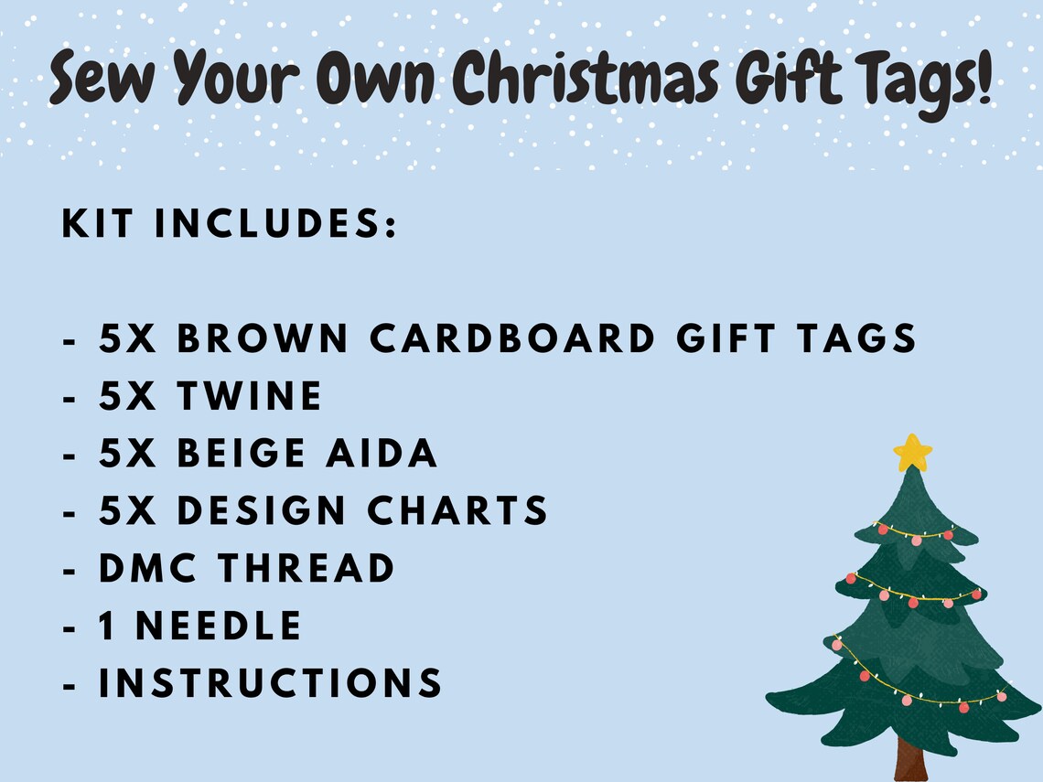 Christmas Cross Stitch Gift Tags Kit | Pack of 5 Designs | Cross-stitch ...