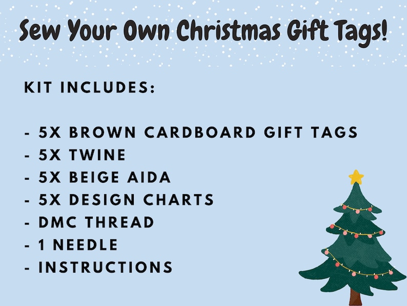 Christmas Cross Stitch Gift Tags Kit | Pack of 5 Designs | Cross-stitch ...