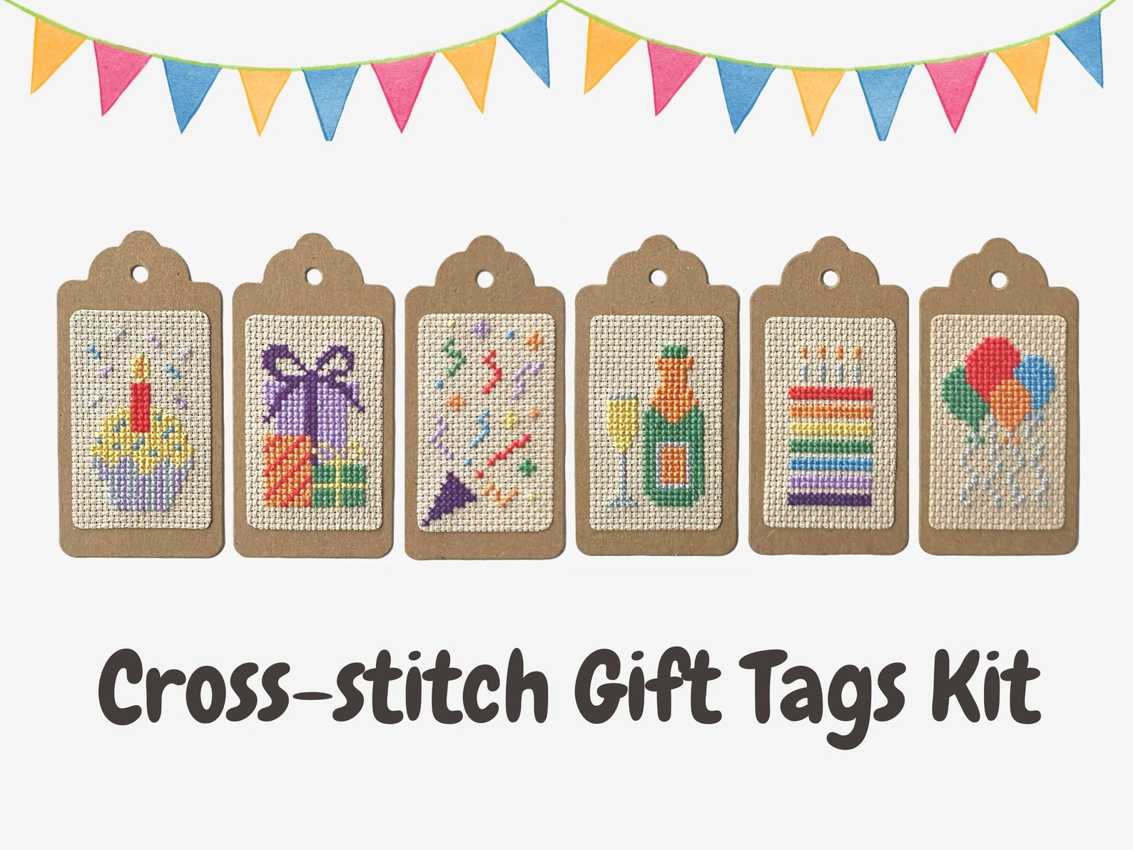 Cross Stitch Gift Tags Kit | 6 Designs | Downloadable PDF Cross Stitch ...