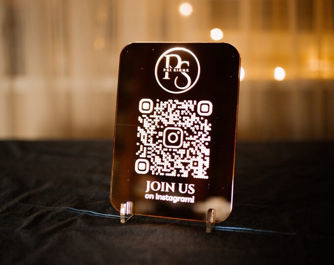 Illuminated QR Code Sign, Media Sign, Acrylic Social Media Sign ...