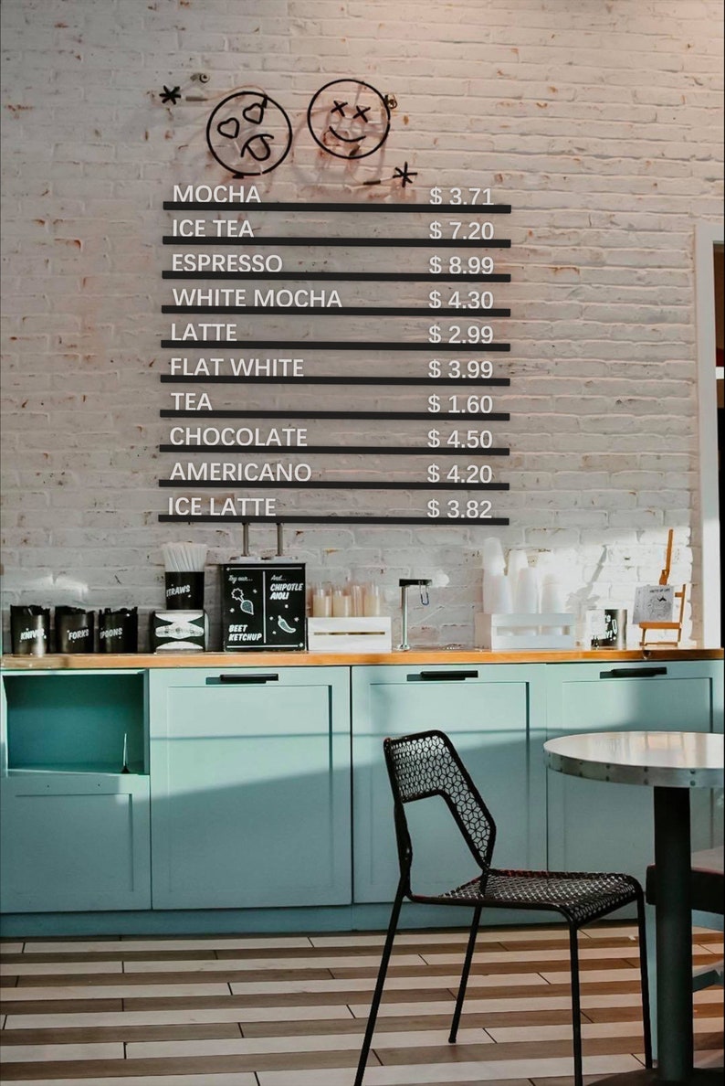 MENU BOARD, Wall Mounted Menu, Hanging Cafe Menu, Acrylic Menu, Set up ...