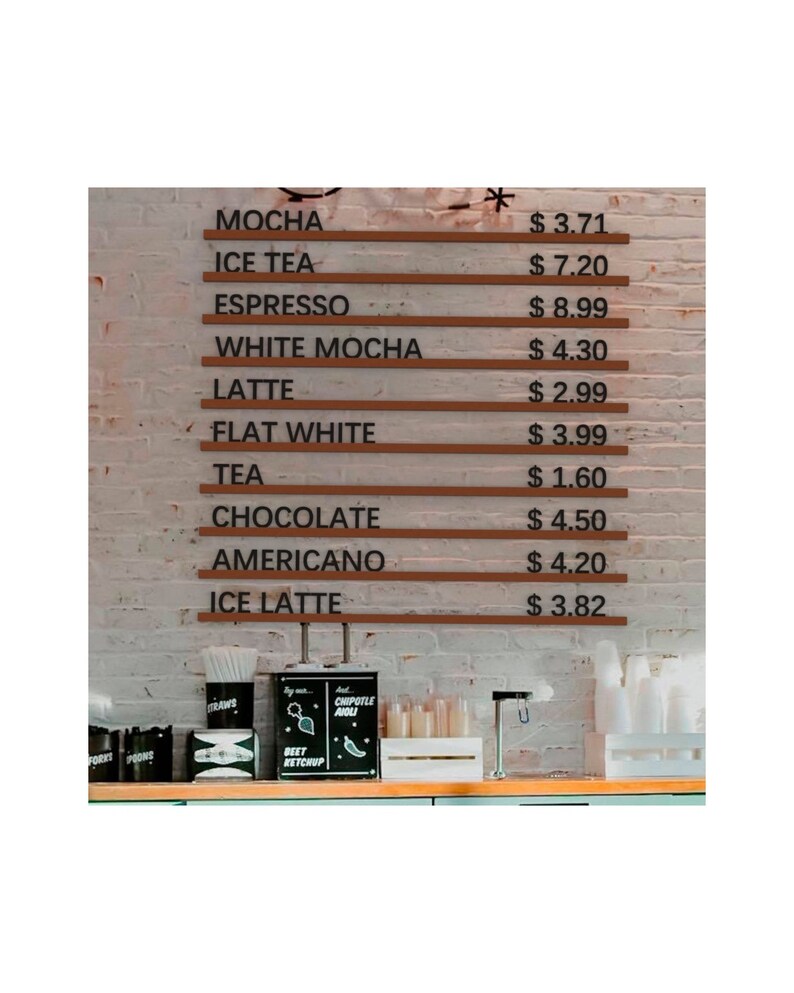 MENU BOARD, Wall Mounted Menu, Hanging Cafe Menu, Acrylic Menu, Set up ...
