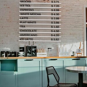 MENU BOARD, Wall Mounted Menu, Hanging Cafe Menu, Acrylic Menu, Set up ...