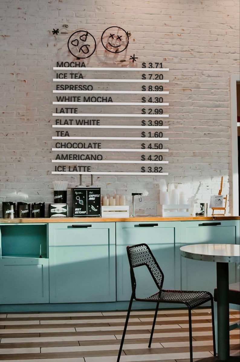 MENU BOARD Wall Mounted Menu Hanging Cafe Menu Acrylic - Etsy