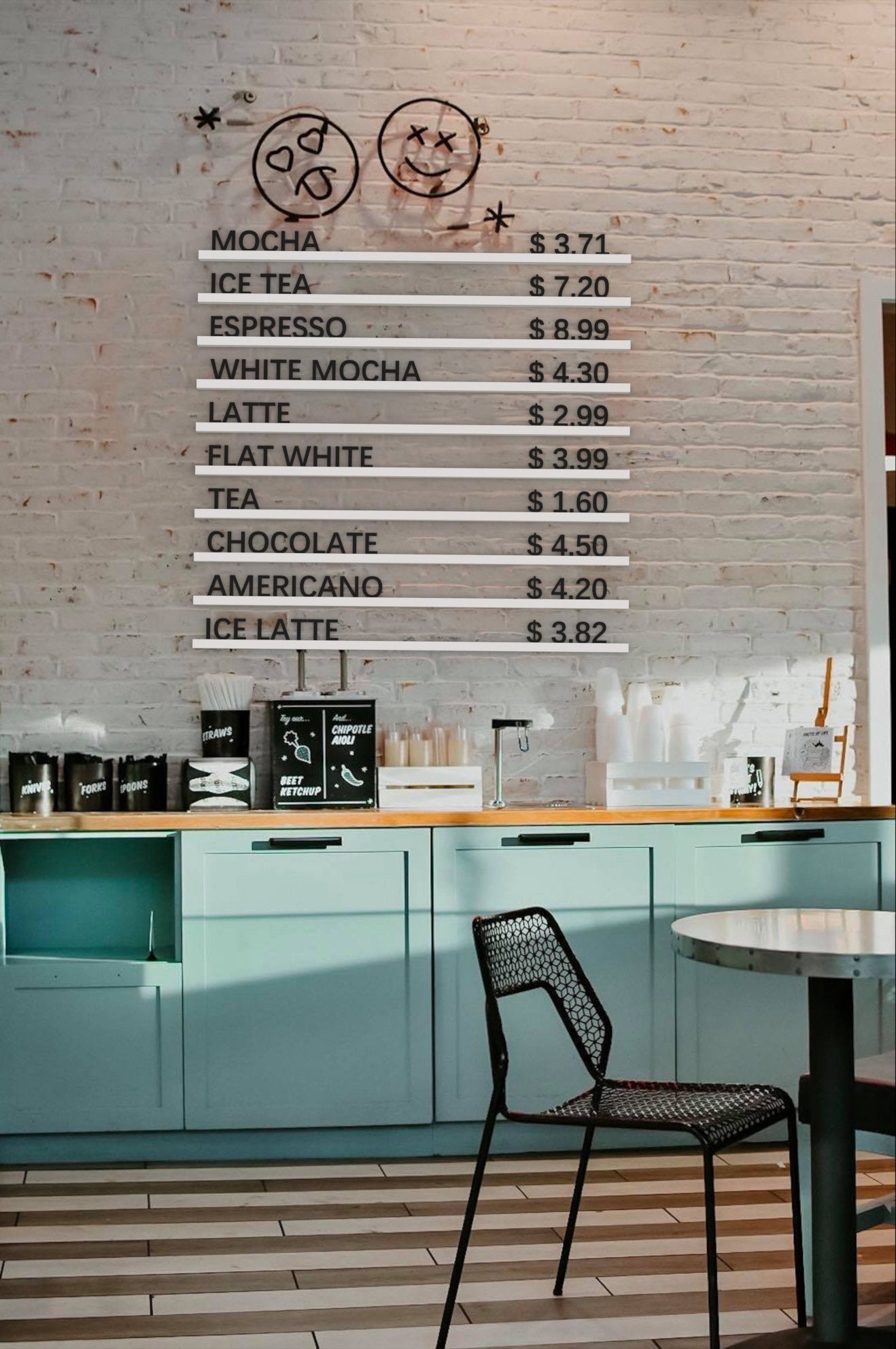 MENU BOARD, Wall Mounted Menu, Hanging Cafe Menu, Acrylic Menu, Set up ...