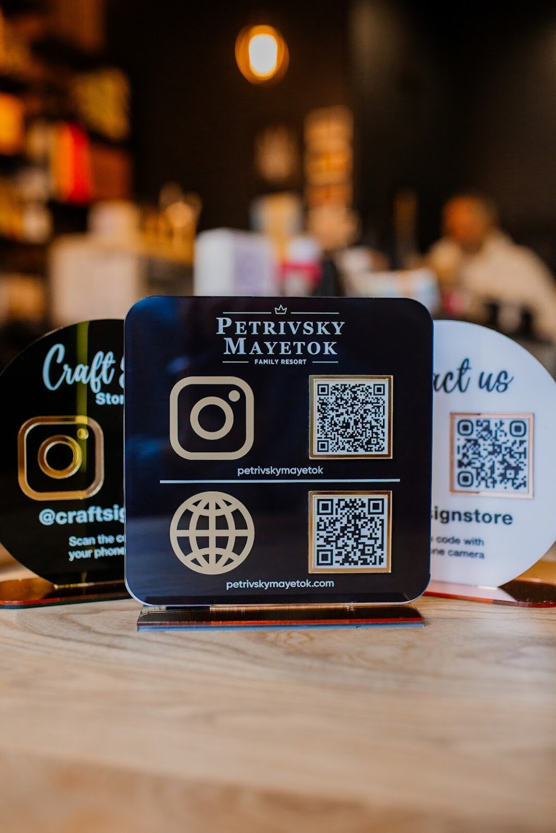 Business Sign, QR Code Sign, Social Media Sign, Black Acrylic Social ...