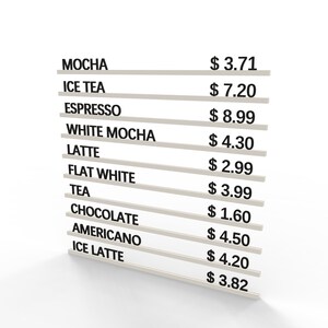 MENU BOARD, Wall Mounted Menu, Hanging Cafe Menu, Acrylic Menu, Set up ...