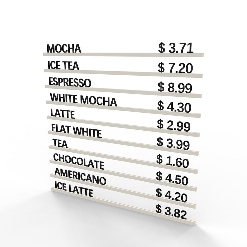 MENU BOARD, Wall Mounted Menu, Hanging Cafe Menu, Acrylic Menu, Set up ...