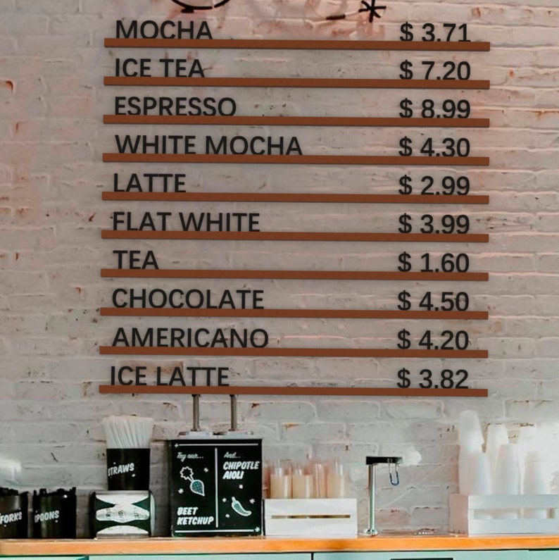 MENU BOARD, Wall Mounted Menu, Hanging Cafe Menu, Acrylic Menu, Set up ...