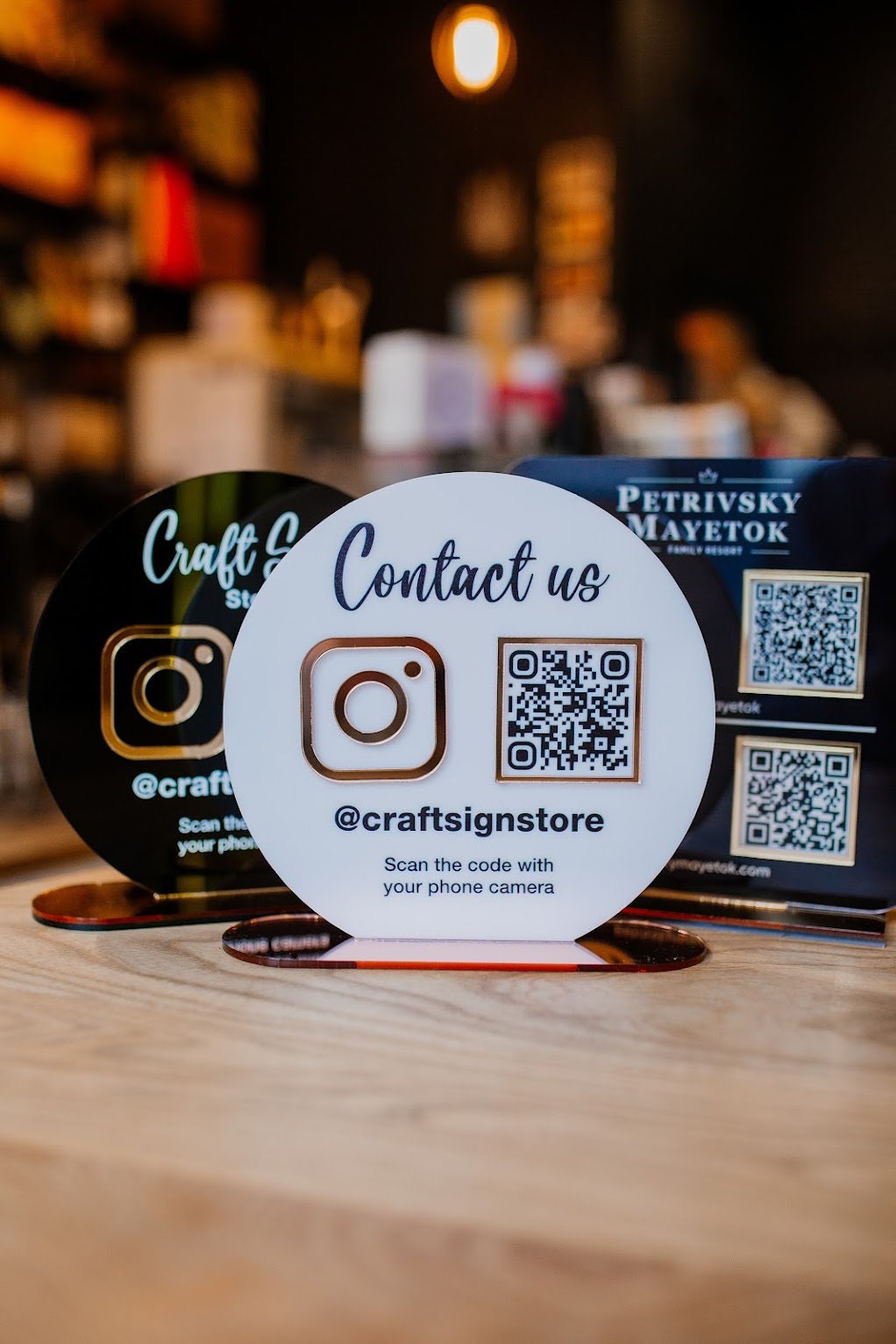 Custom Social Media Sign, QR Code White Acrylic Social Media Sign ...