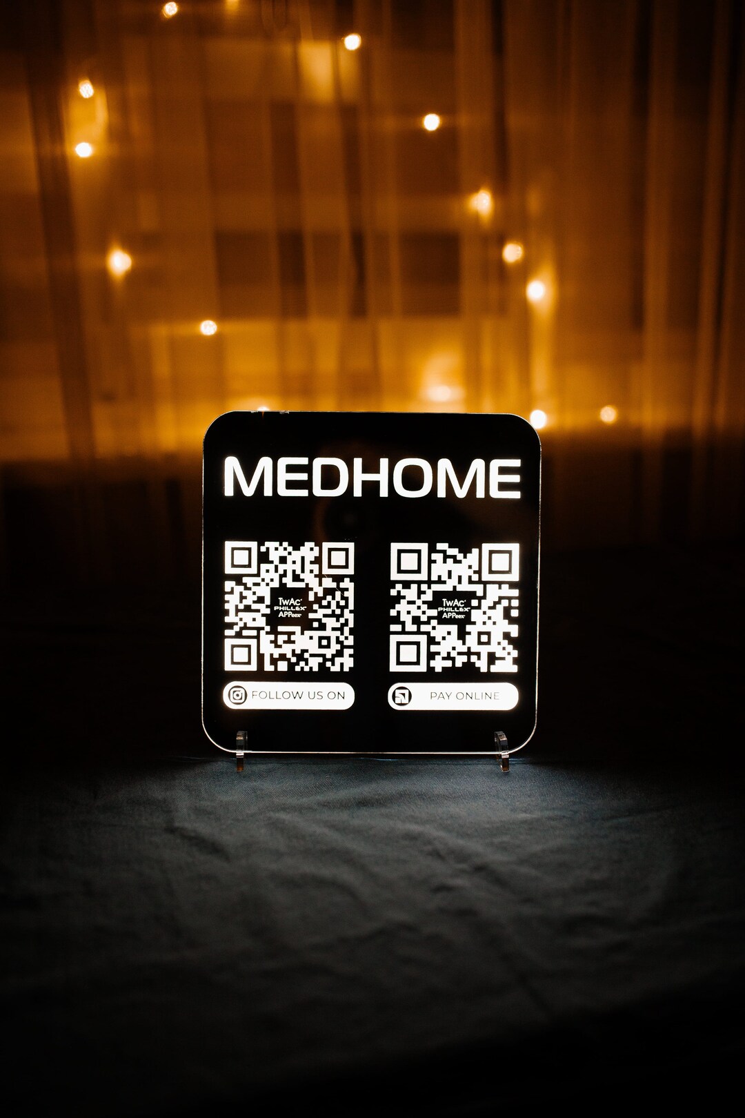 Illuminated QR Code Sign, Social Media Sign, Acrylic Social Media Sign, Business Social Media ...