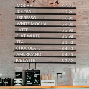 MENU BOARD, Wall Mounted Menu, Hanging Cafe Menu, Acrylic Menu, Set up ...