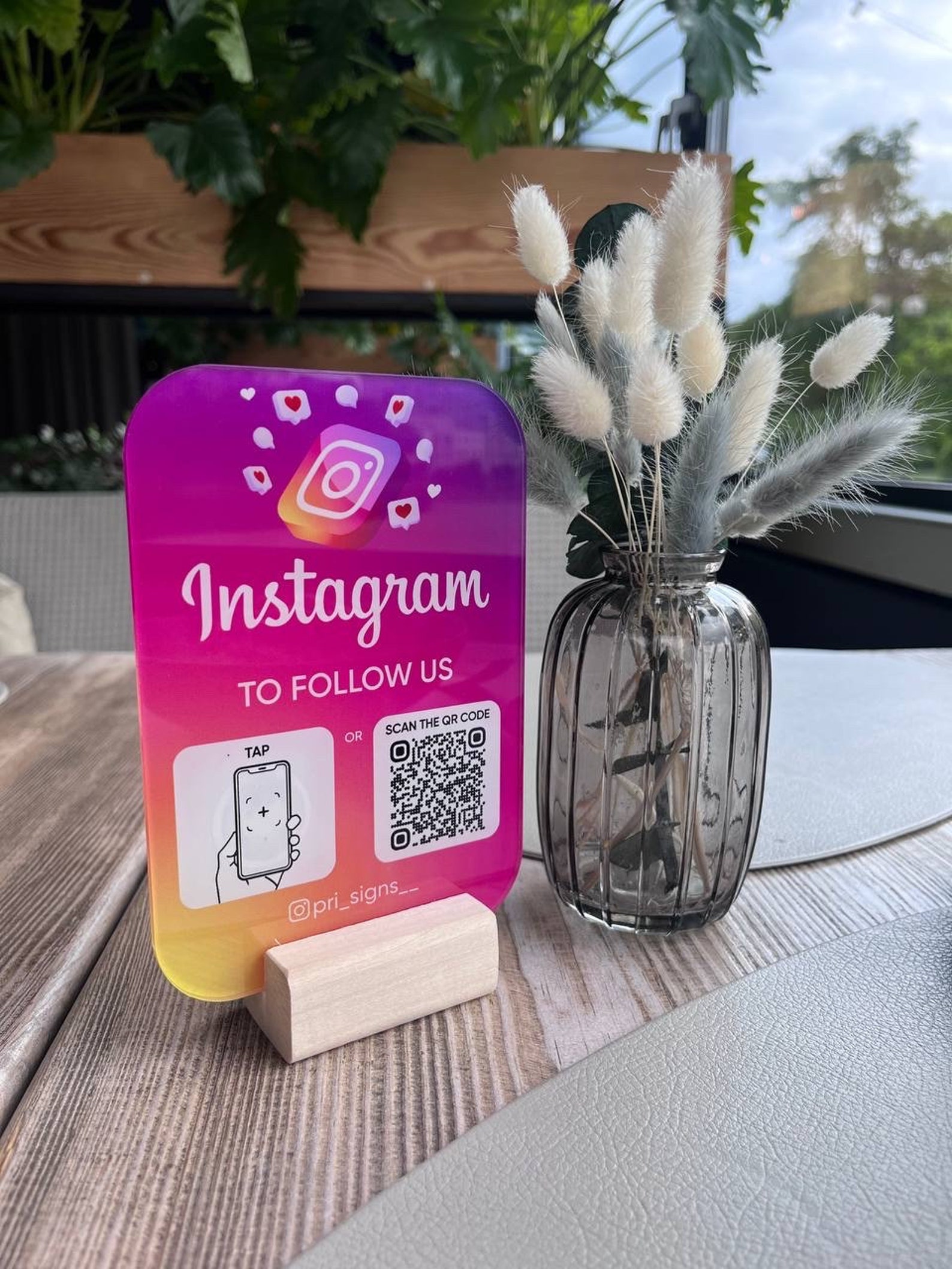 Social Media Sign With Nfc Label, Acrylic Social Media Sign, Business ...