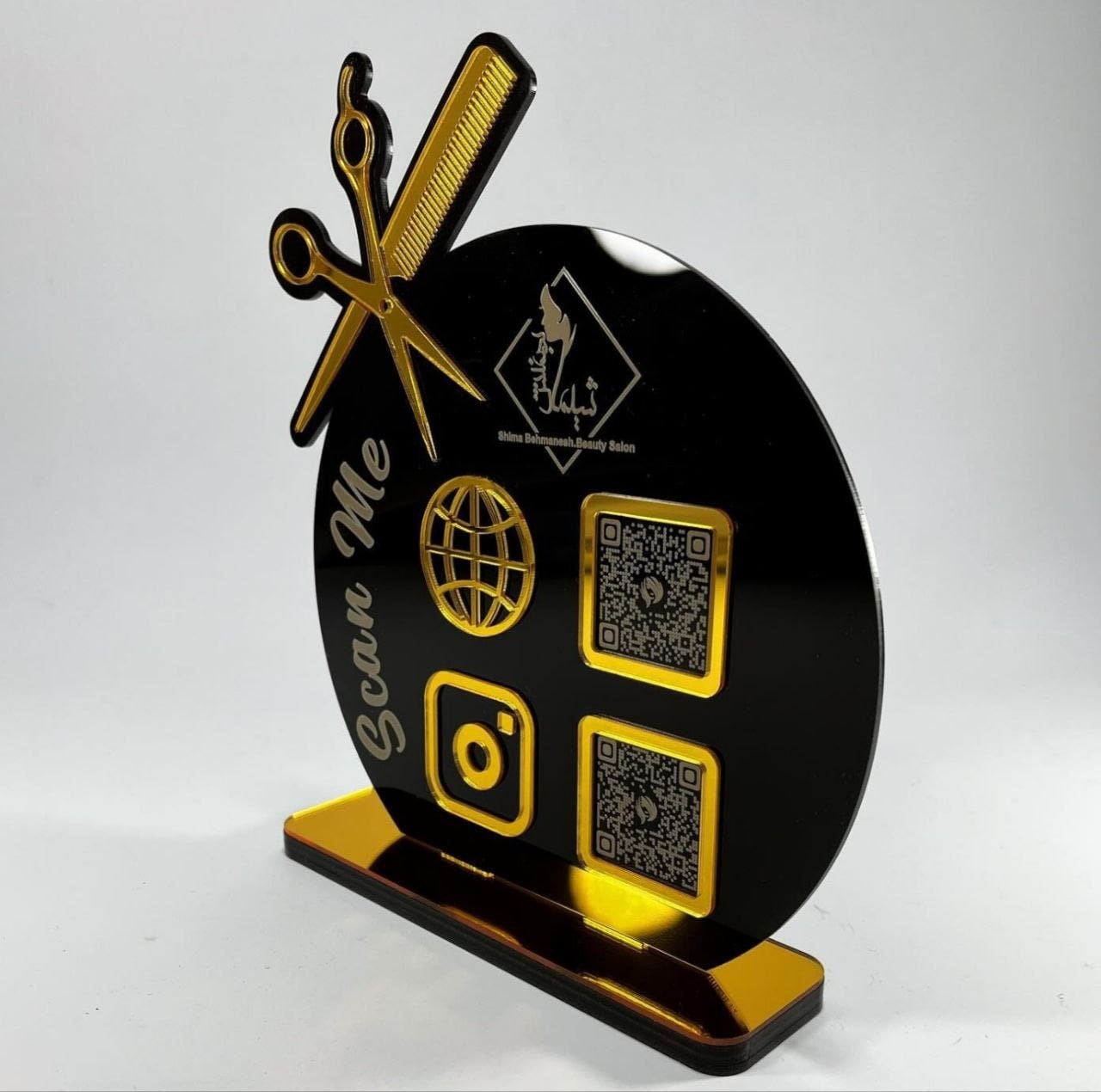 Business Black Acrylic Social Media Sign, Custom Social Media Sign, QR ...