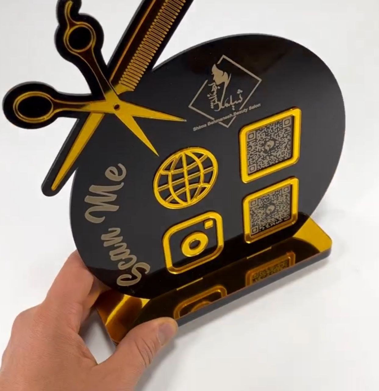 Business Black Acrylic Social Media Sign, Custom Social Media Sign, QR ...