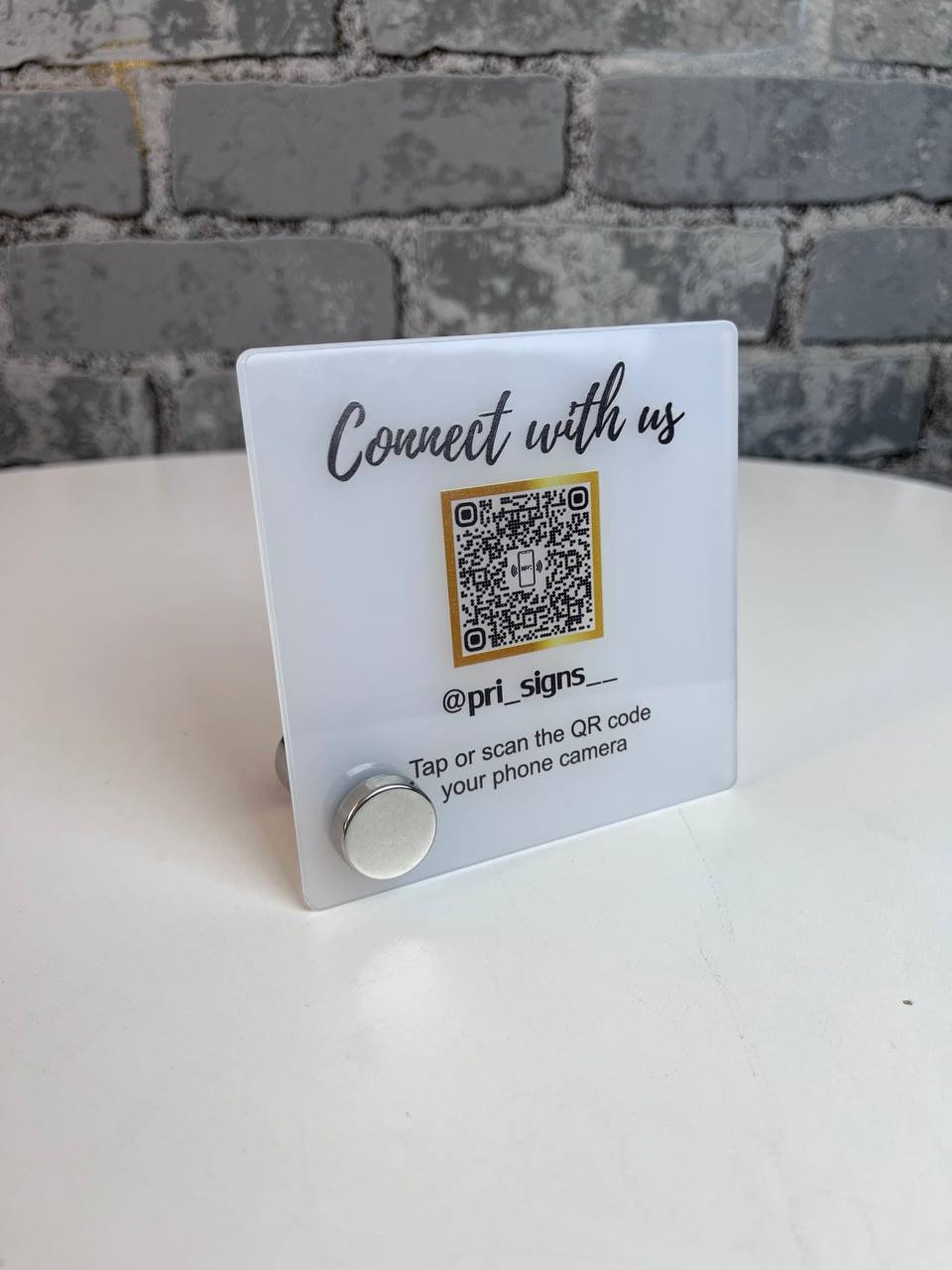 Social Media Sign With Qr-code and Nfc Label, Acrylic Social Media Sign ...