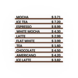 MENU BOARD, Wall Mounted Menu, Hanging Cafe Menu, Acrylic Menu, Set up ...