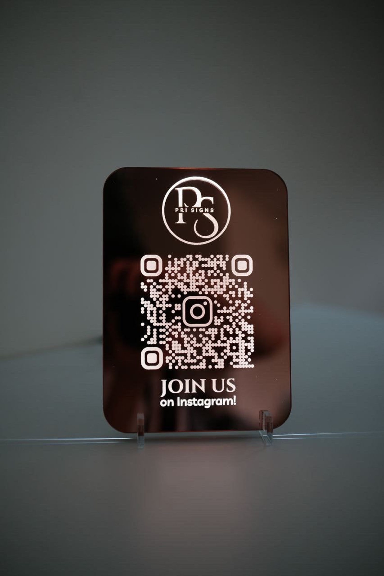 Gold Illuminated QR Code Sign, Media Sign, Acrylic Social Media Sign, Business Social Media Sign ...