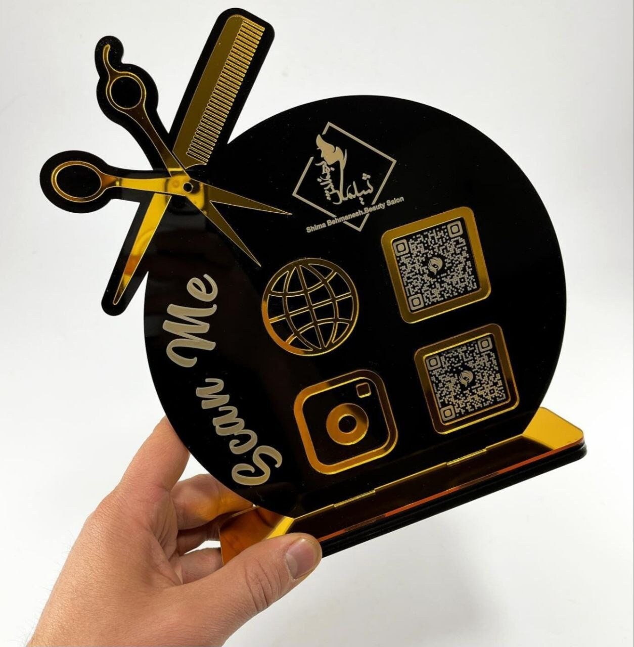 Business Black Acrylic Social Media Sign, Custom Social Media Sign, QR ...