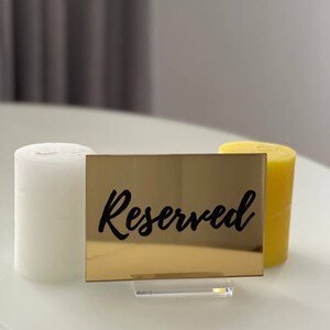 Gold Reserved Sign, Wedding Reserved Sign, Social Media Sign, Acrylic ...