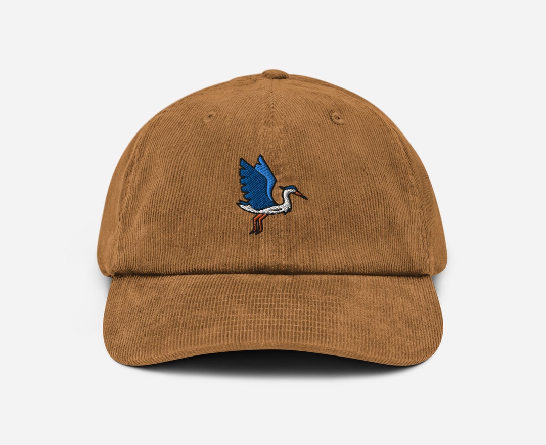 Great Blue Heron Bird Hat, Embroidered Blue Heron Cap, Corduroy Heron ...
